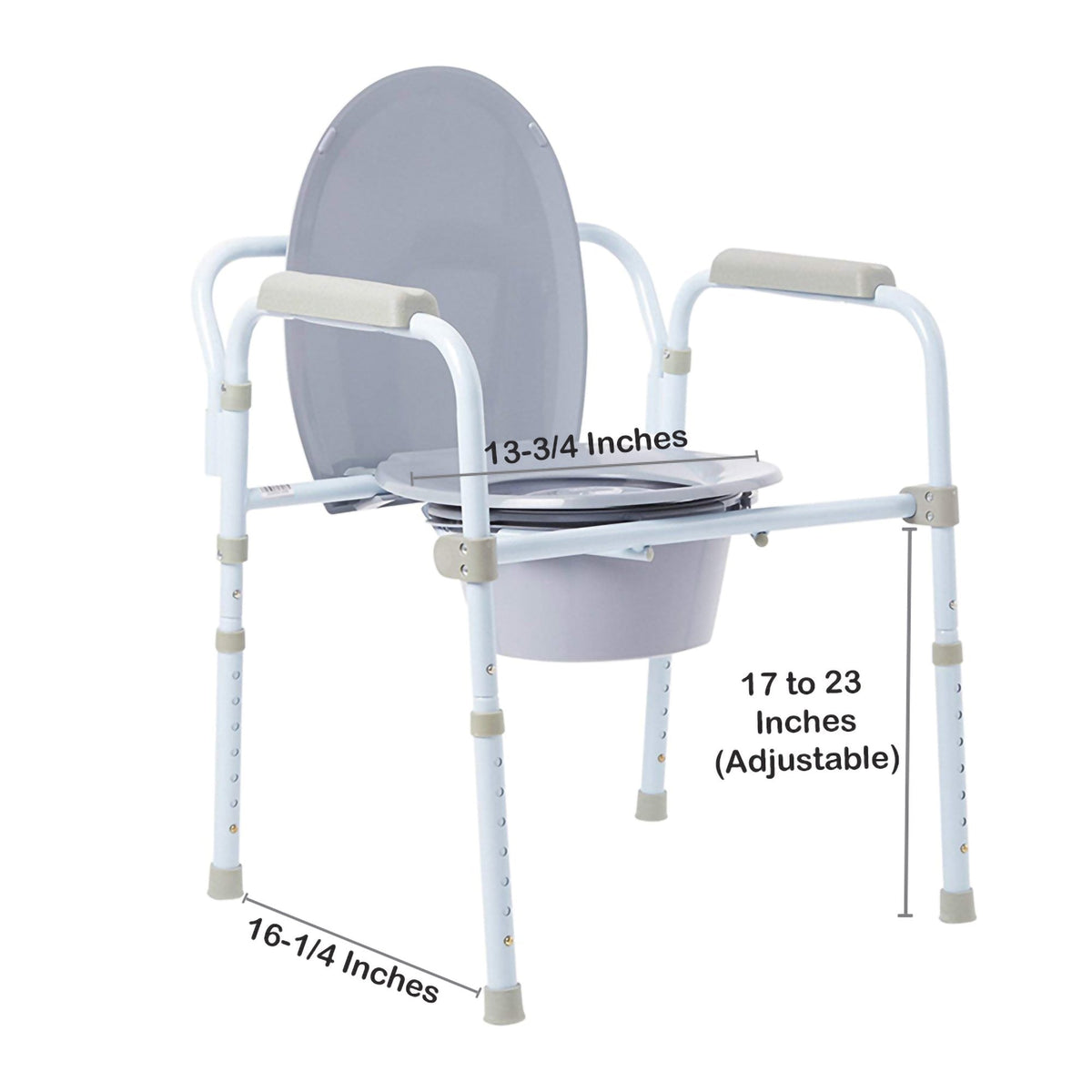 3-in-1 Fixed Arms Steel Commode - 350lbs Weight Capacity – MedSurg Express