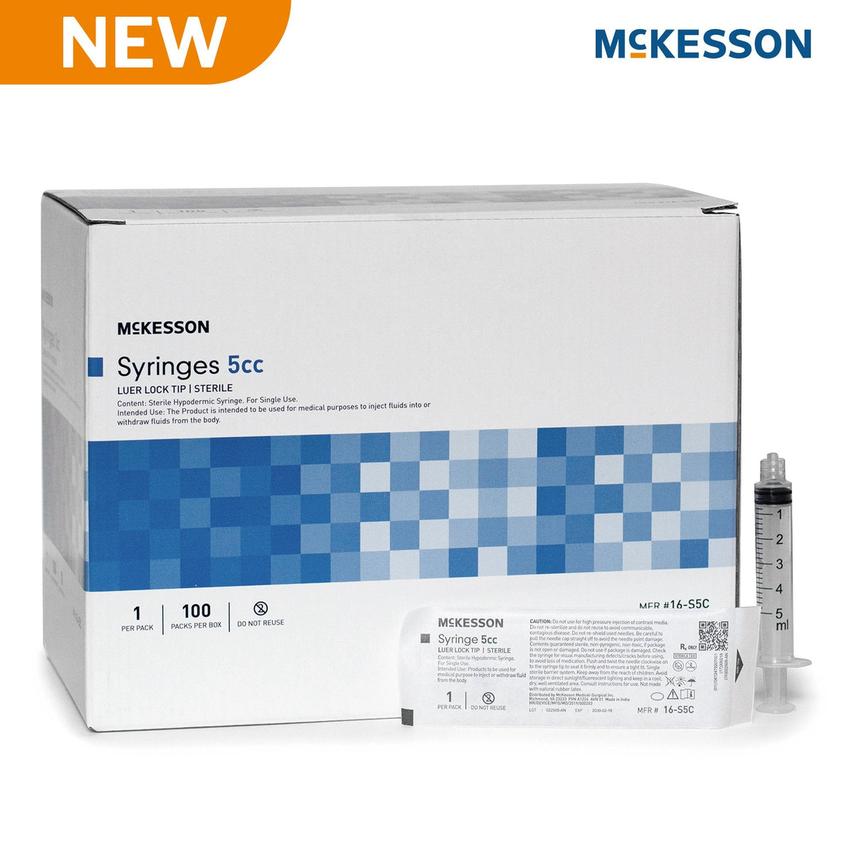 McKesson 5cc Luer Lock Tip Syringe - 16-S5C – MedSurg Express