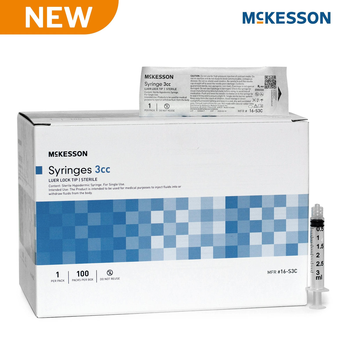 McKesson 3cc Luer Lock Tip Syringe - 16-S3C – MedSurg Express