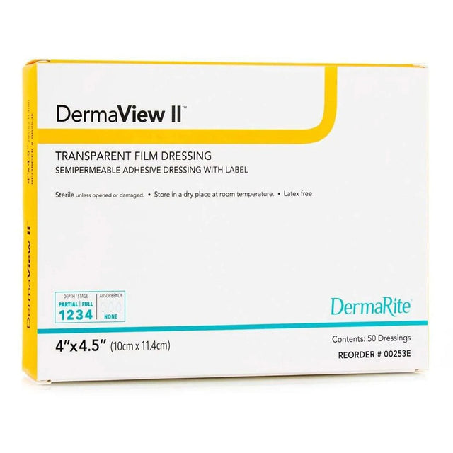 DermaView II 4 X 4-1/2 Inch Transparent Film Dressing – MedSurg Express