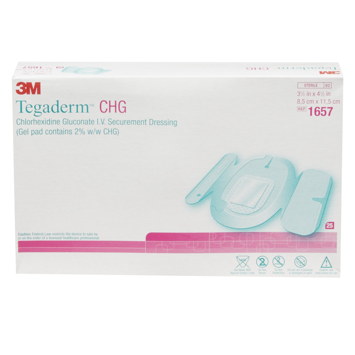 3M™ Tegaderm™ CHG 3 1/2 X 4 1/2 Inch IV Securement Dressing - 1657 ...