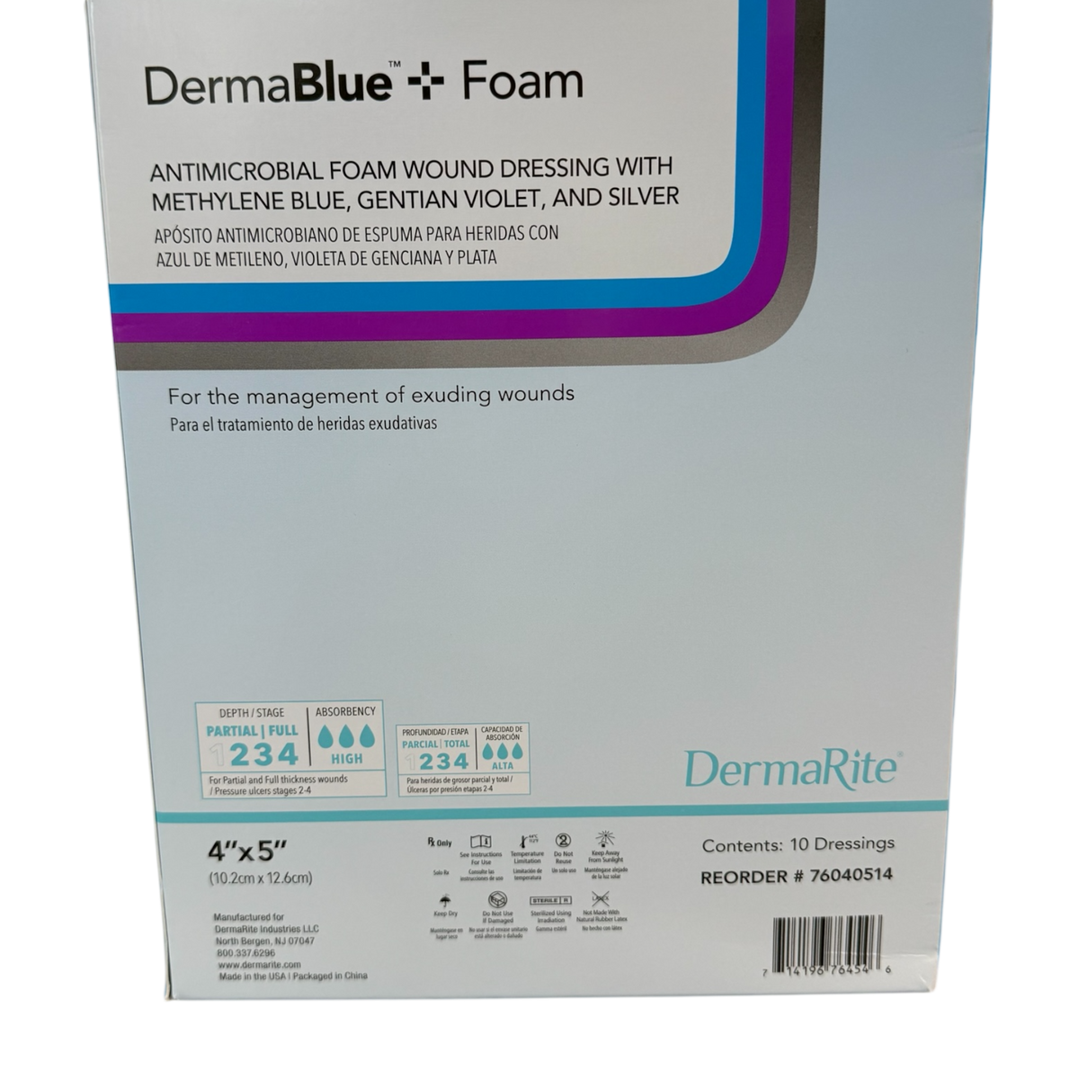 DermaBlue+™ Foam 4x5 Wound Dressing - Box of 10 – MedSurg Express