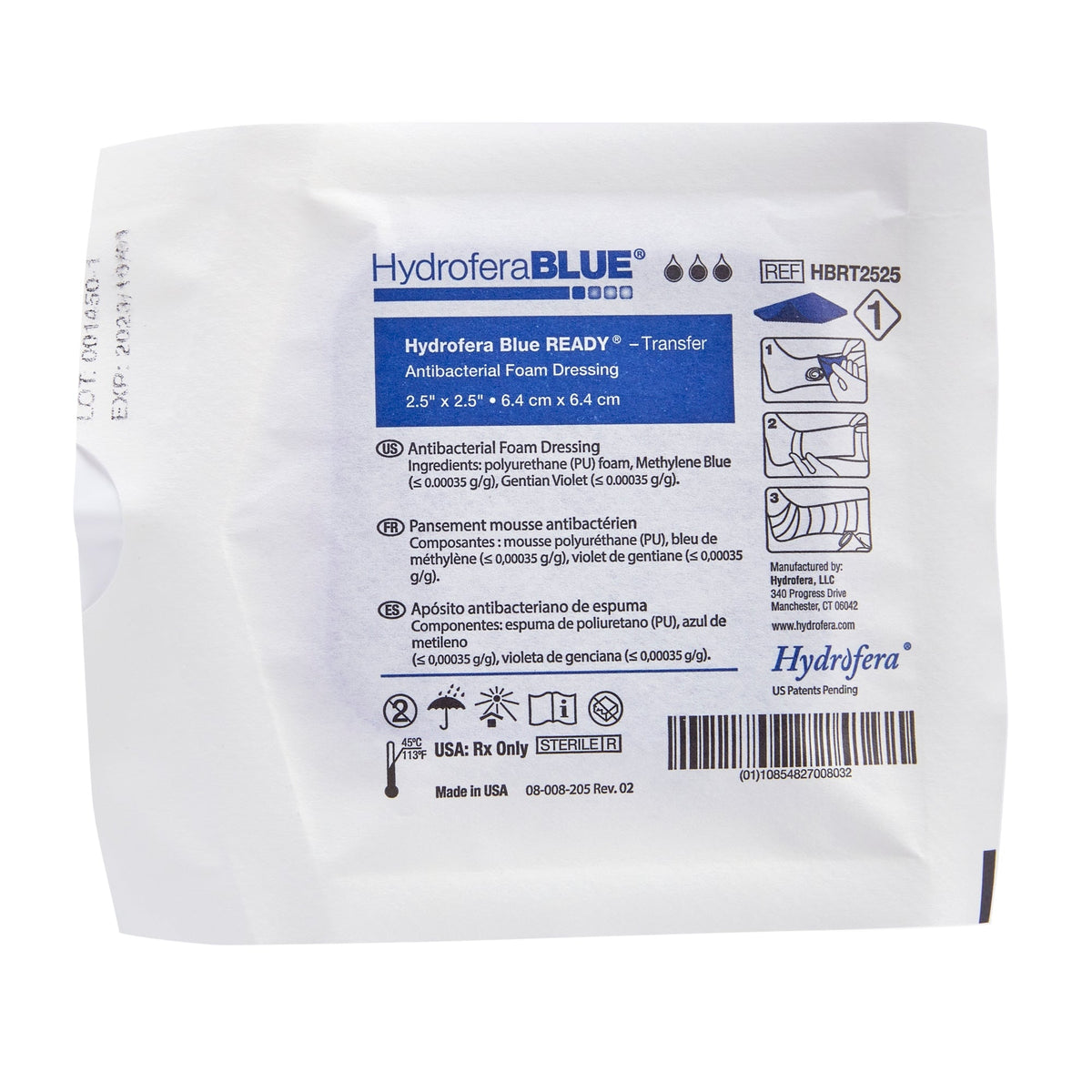 Hydrofera BLUE® READY-Transfer Antibacterial Foam Dressing 2-1/2" X 2 ...
