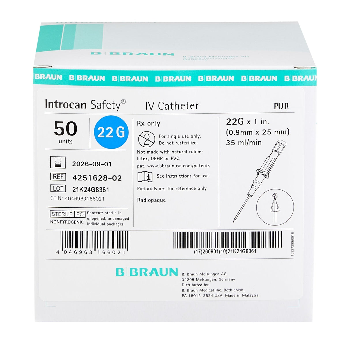 Introcan Safety® 22 Gauge 1 Inch Peripheral IV Catheter – MedSurg Express