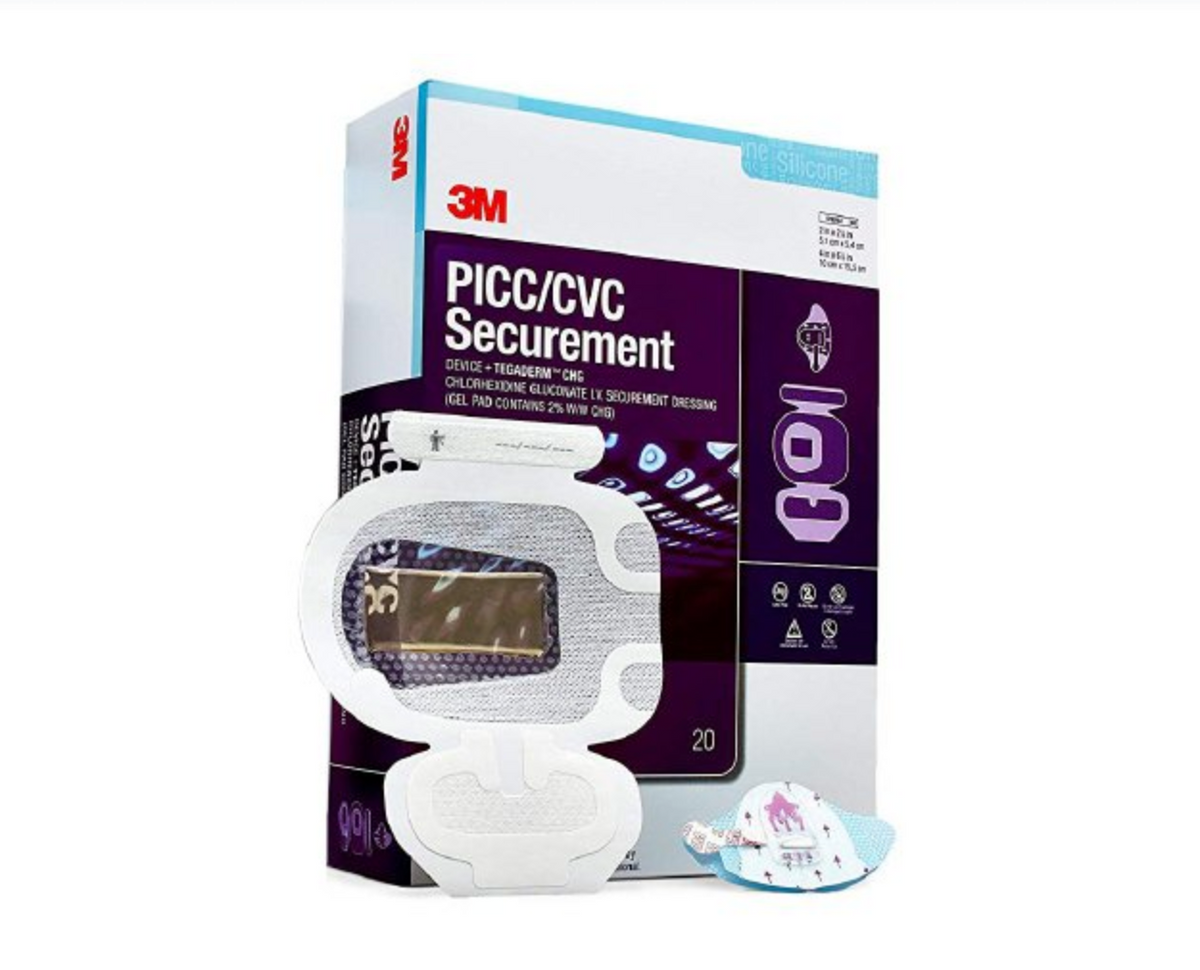 3M PICC/CVC Securement + Tegaderm™ with CHG IV Dressing 4 X 6.125 Inch ...