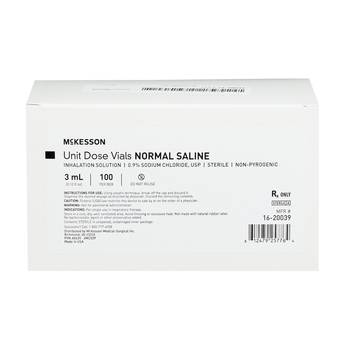 Mckesson Sodium Chloride 0.9% Inhalation Solution Unit Dose Vial 3 mL ...